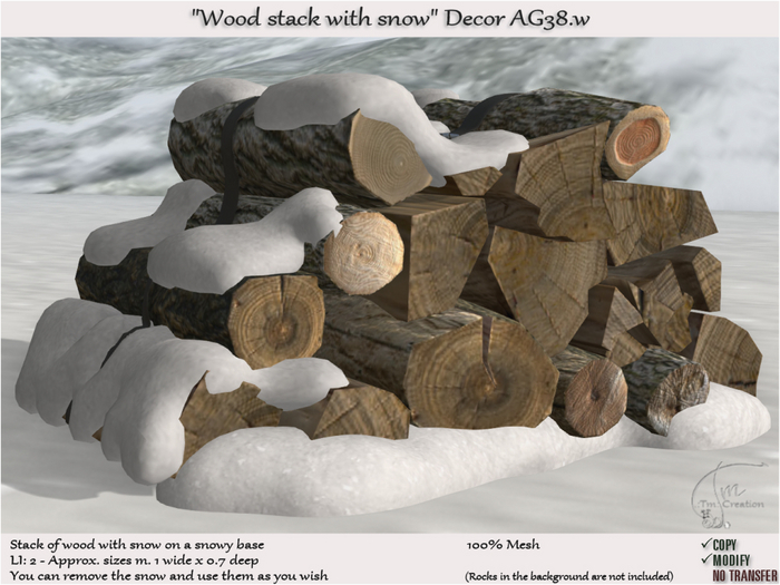 Second Life Marketplace - Wood stack with snow AG38.w